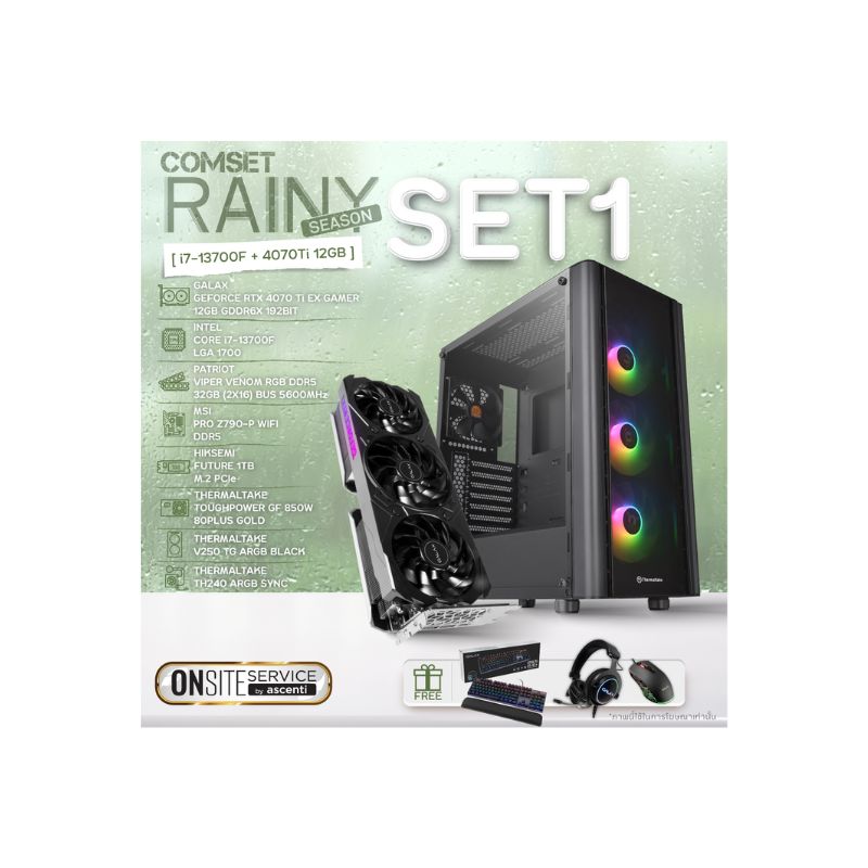 Ascenti Intel Core i7-13700F RTX 4070 Ti Rainy Season Set 1 Computer Set